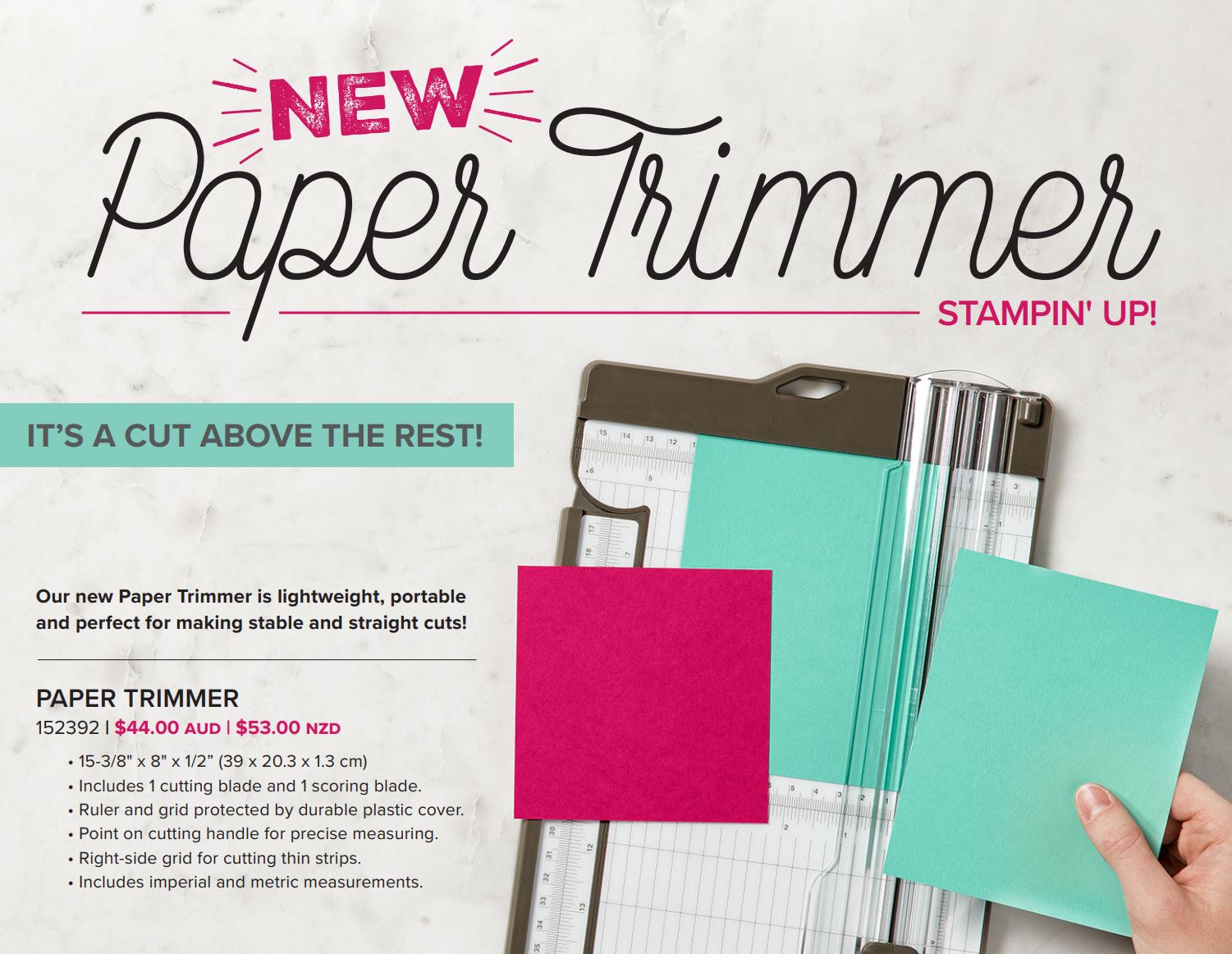 Paper Trimmer details flyer | Yellow Bear Stamping
