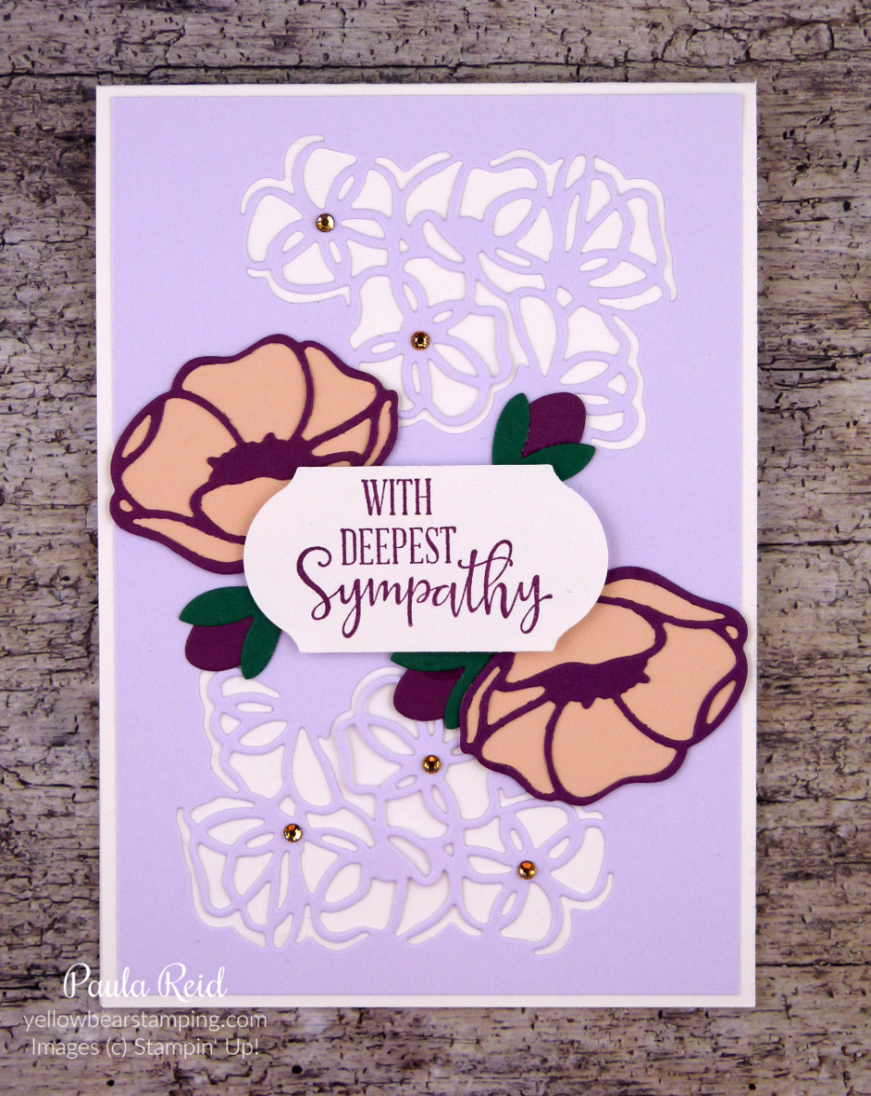 Poppy Moments – Purple Posy Sympathy Card – Flat | Yellow Bear Stamping