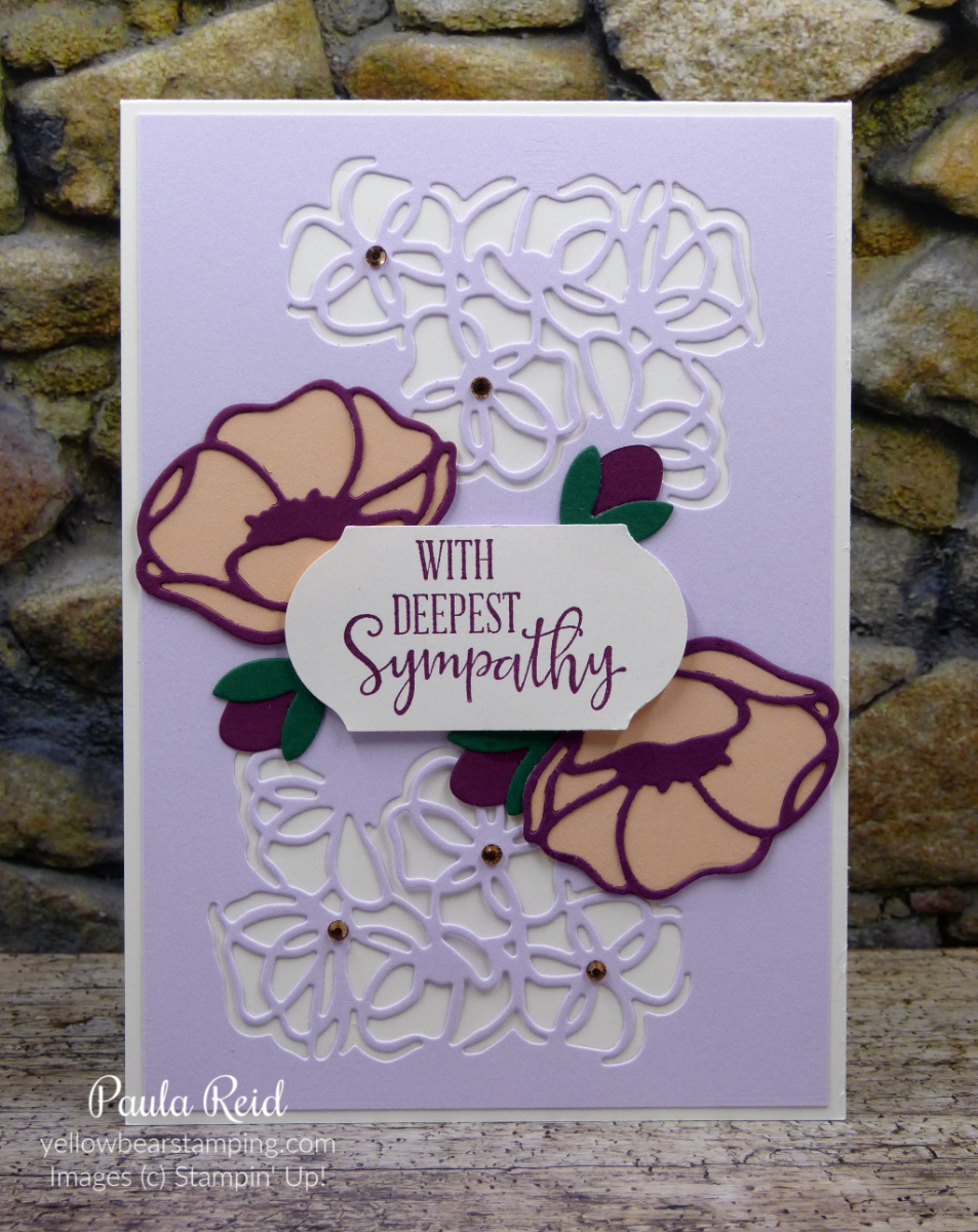 Poppy Moments – Purple Posy Sympathy Card – Front | Yellow Bear Stamping