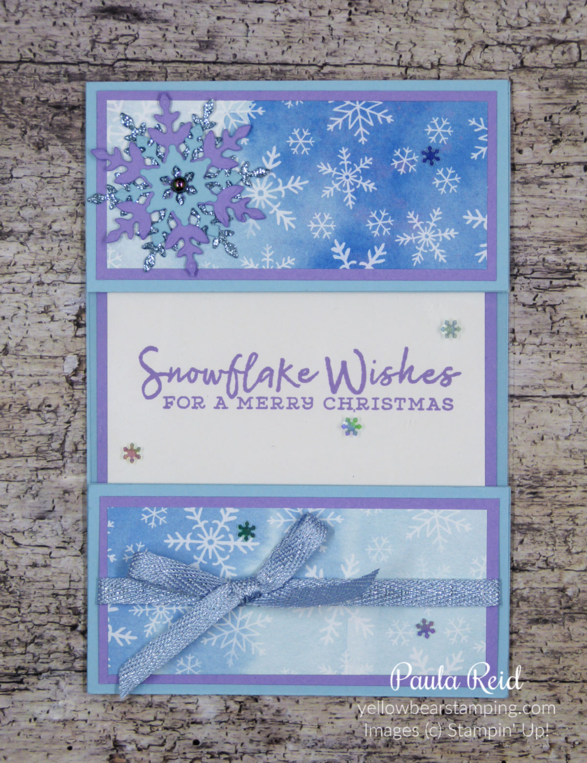 Window Card – Snowflake Wishes – Flat | Yellow Bear Stamping